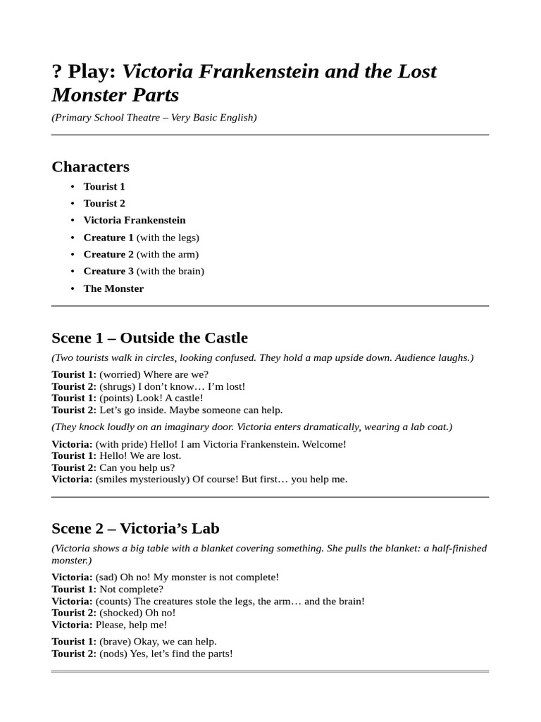 Victoria Frankenstein Play Script | PDF