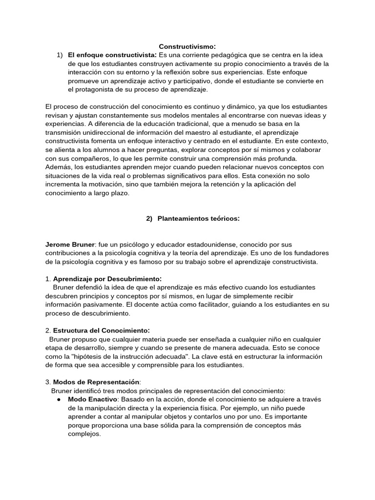 Enfoque Constructivista en Educación | PDF | Constructivismo (filosofía ...