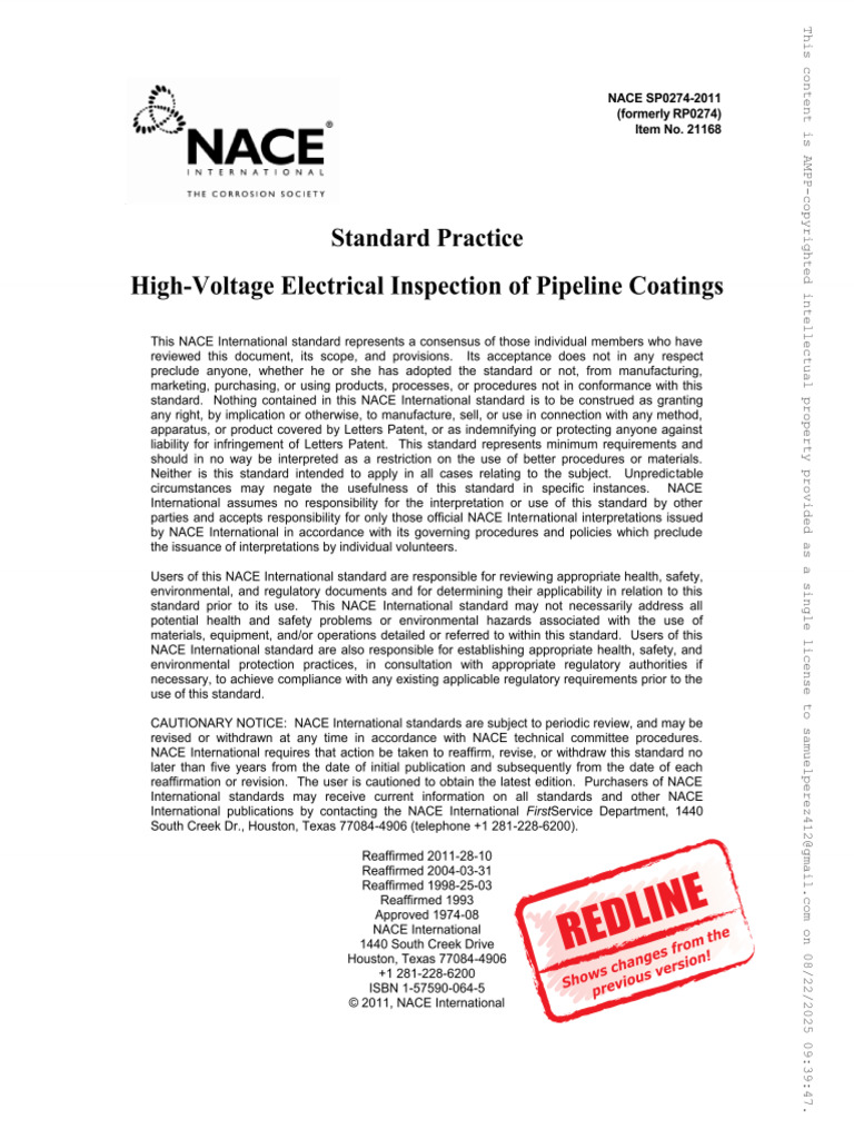 Nace Sp0274 2011 Redline | PDF