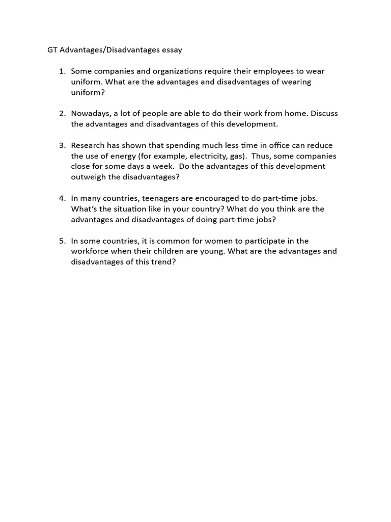 Advantages and Disadvantages Essays | PDF