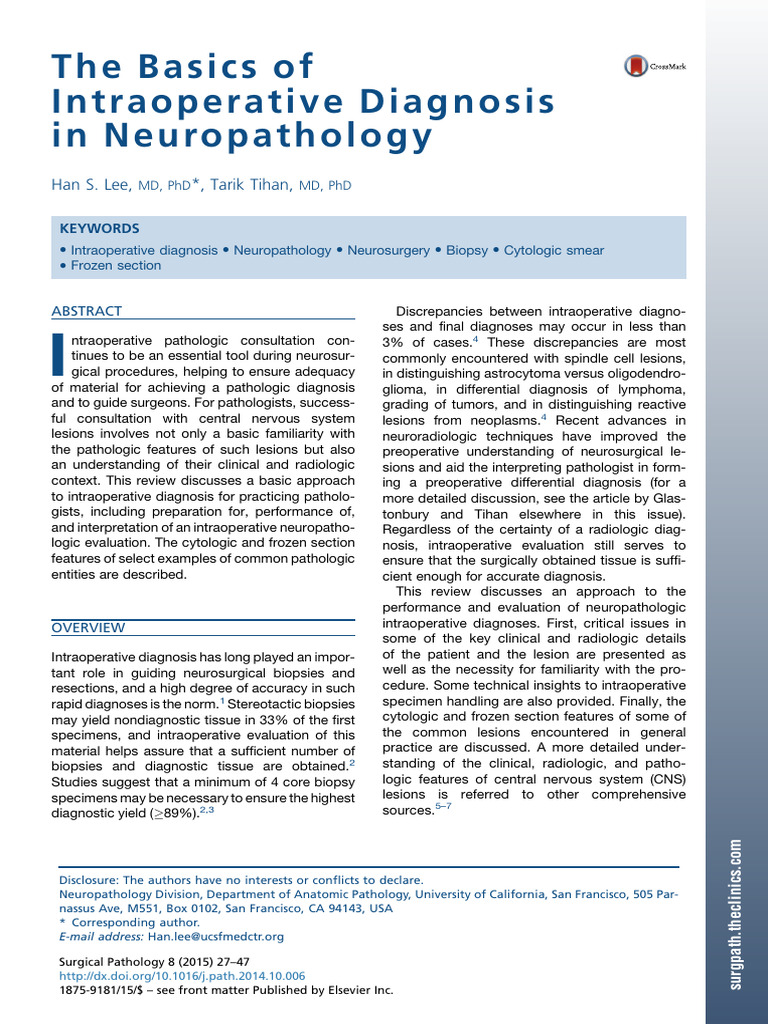 Intraoperative Diagnosis in Neuropathology | PDF | Pathology | Astrocyte