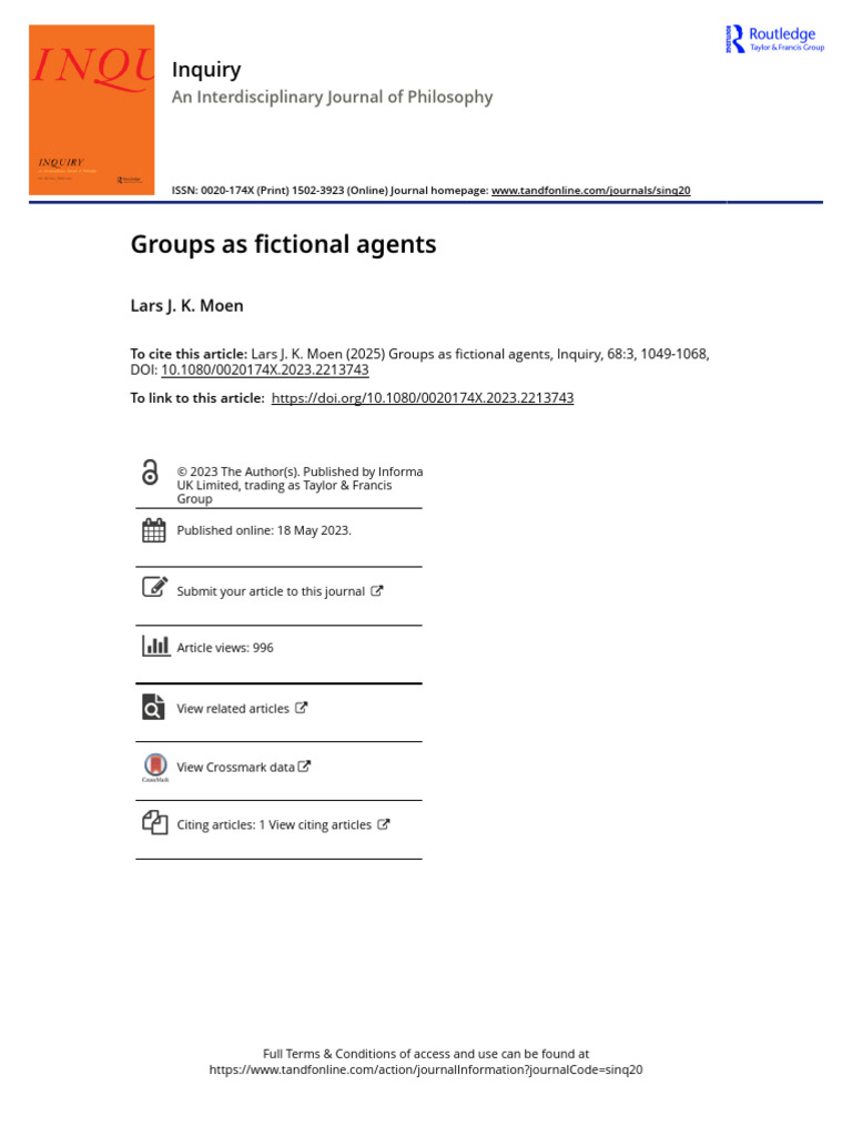 Groups As Fictional Agents | PDF | Rationality | Reality