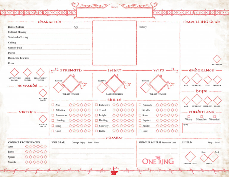 TOR Dwarf Character Sheet v2 | PDF