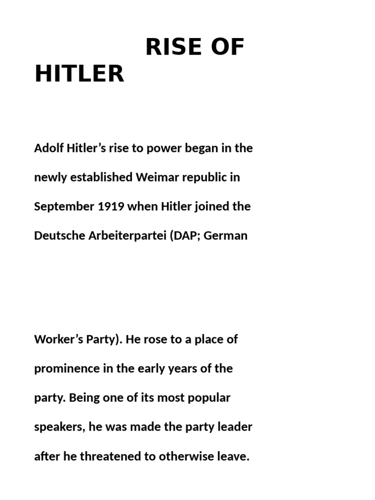 Rise of Hitler | PDF