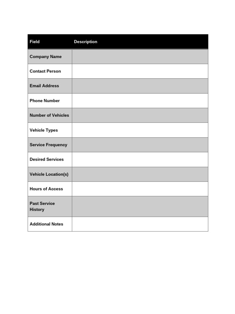 Fleet Services Intake Form | PDF