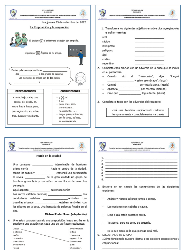La Preposición y La Conjunción | PDF | Adverbio | Gramática