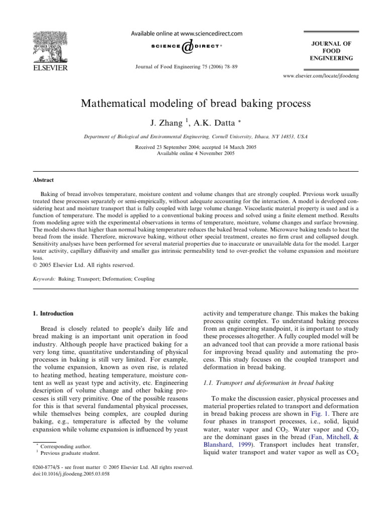 Bread Baking Process Mathematical Model | PDF | Heat Transfer | Gases