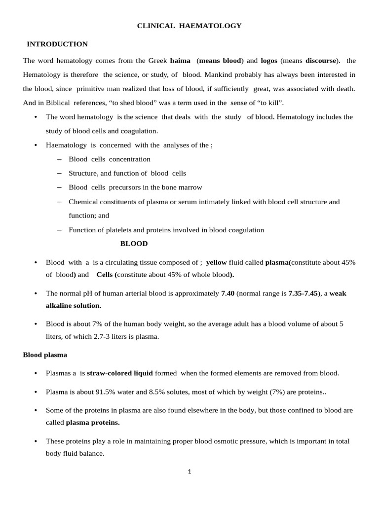 Overview of Clinical Hematology | PDF | White Blood Cell | Granulocyte
