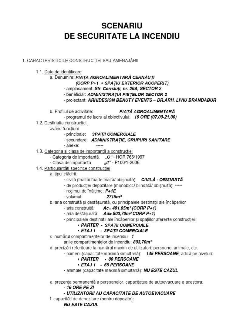 Scenariu de Securitate La Incendiu | PDF