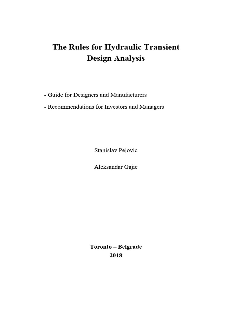 Pejovic Gajic The Rules of Hydraulic Transient Analyses | PDF | Hydroelectricity | Pump