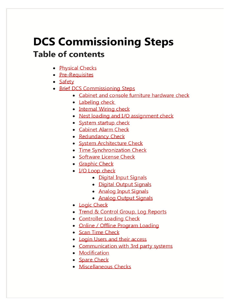 Dcs Commissioning Procedure Pdf