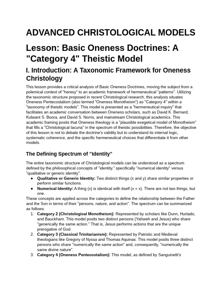 Oneness Doctrines Lesson Plan Preparation | PDF | Oneness ...
