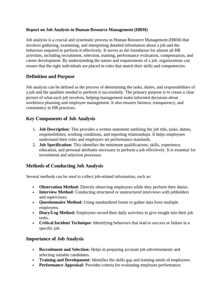 Job Analysis in HRM: Key Insights | PDF | Human Resource Management ...