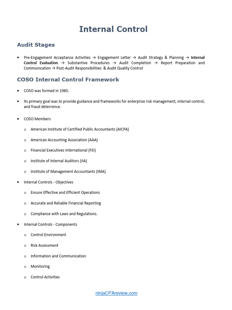 AUD 4 Internal Control Notes | PDF | Internal Control | Accounting