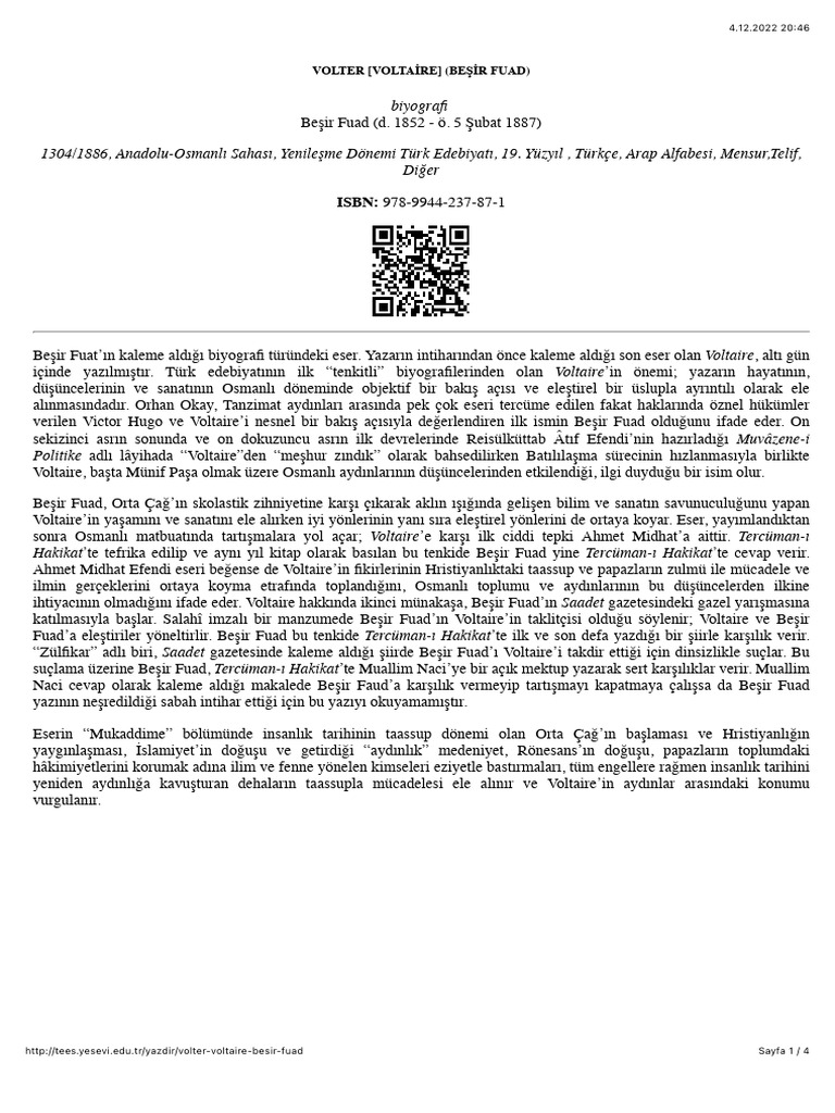 Volter Voltaire Besir Fuad | PDF