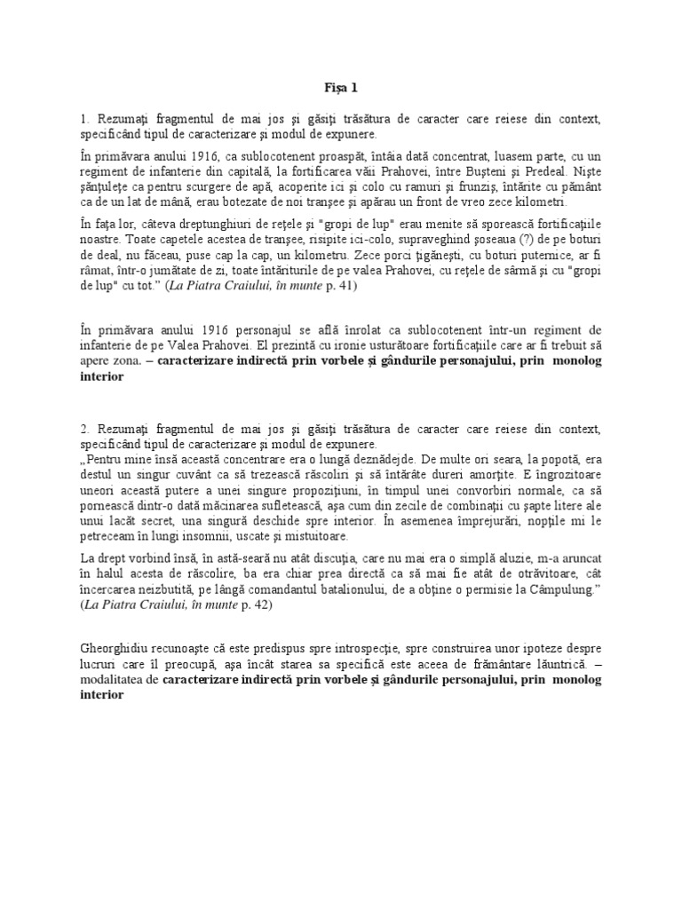 Caracterizare Stefan Gheorghidiu | PDF