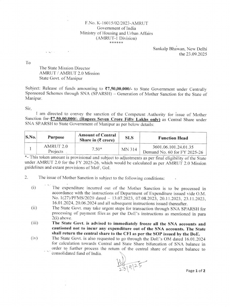 Manipur Projects 7.50 CR | PDF | Government