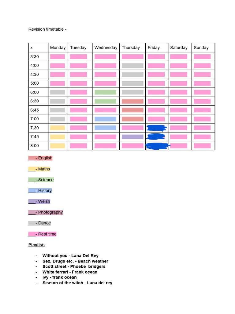 Revision Timetable | PDF