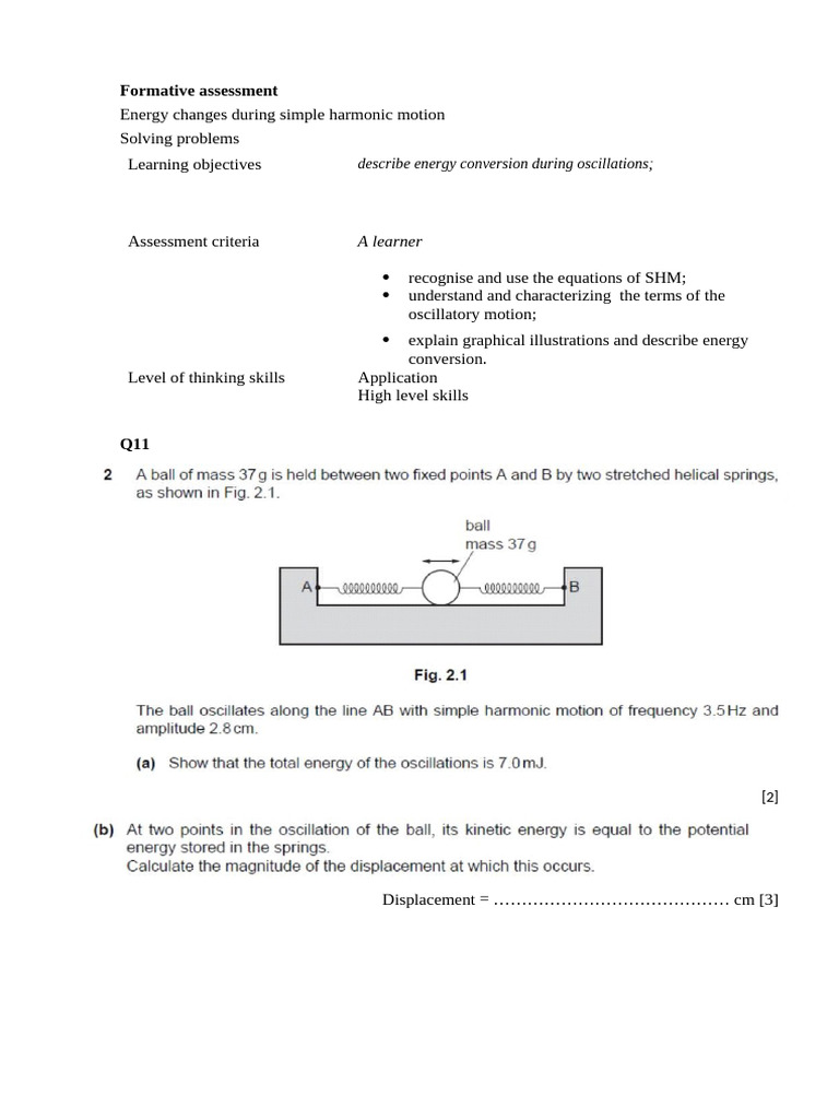 FA 101-102 - Grade 11 - Energy Changes During SHM | PDF