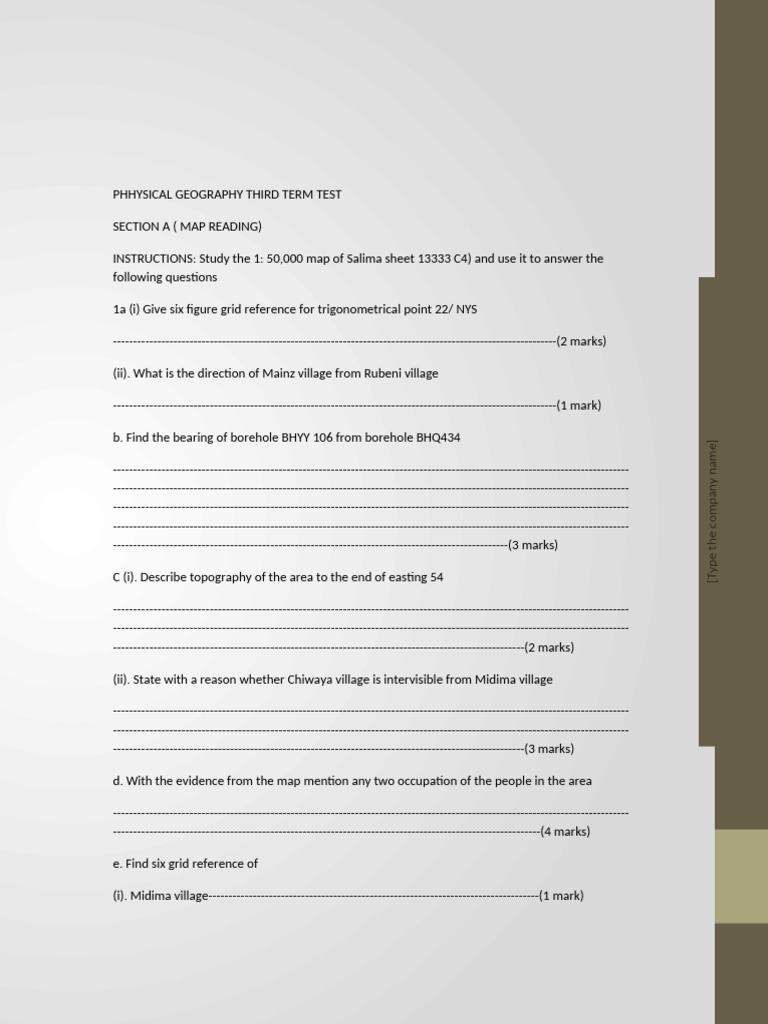 Physical Geography Third Term Test | PDF | Mountains | Oceans