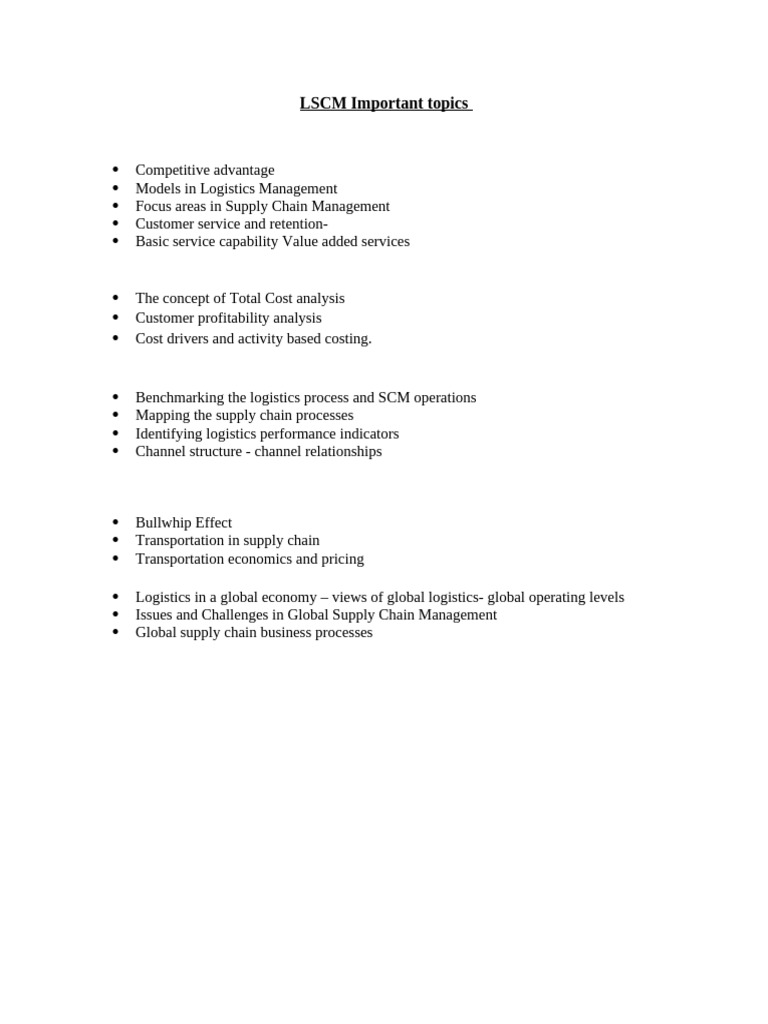 LSCM Important Topics | PDF