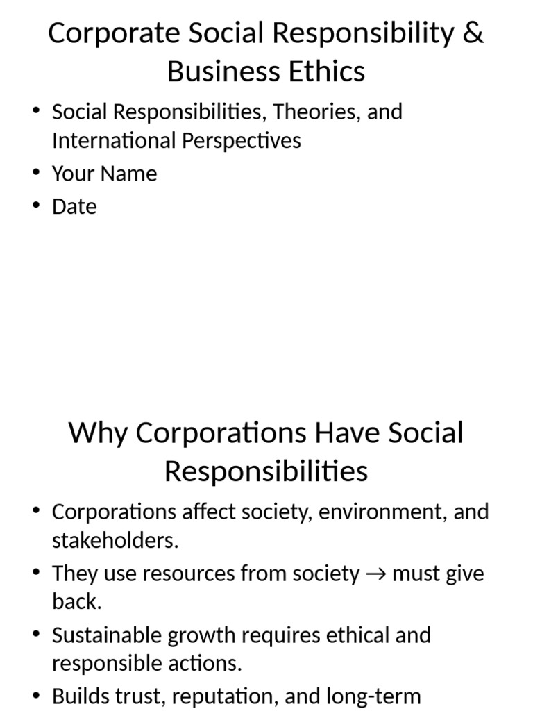 CSR Business Ethics Presentation | PDF