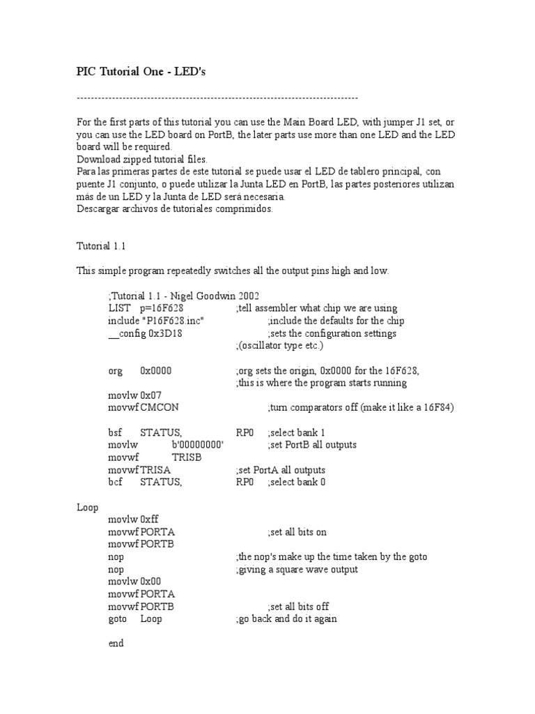 PIC Tutorial Asm | Download Free PDF | Pic Microcontroller | Subroutine