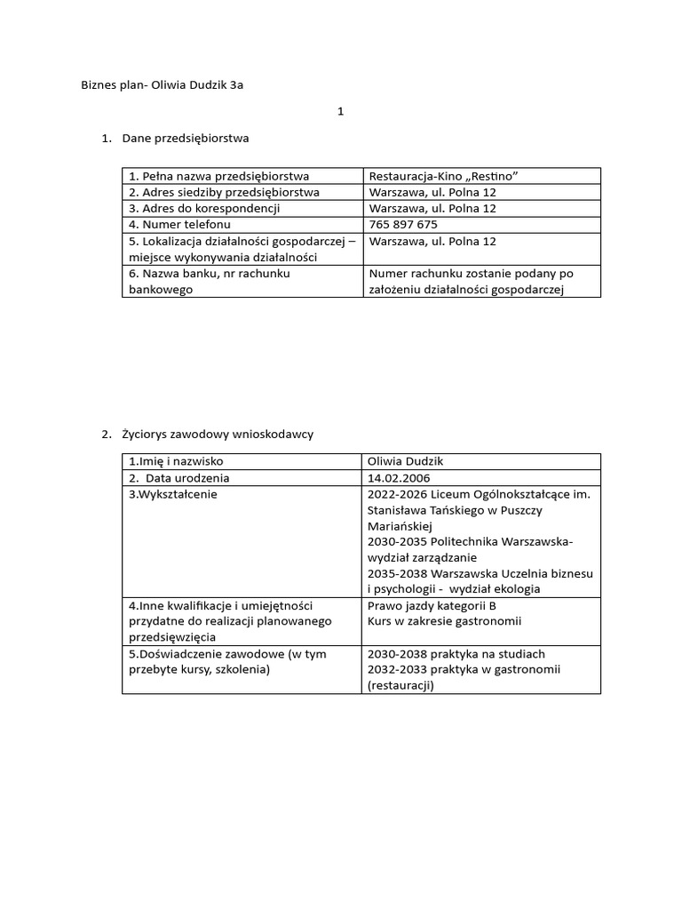 Biznes Plan | PDF