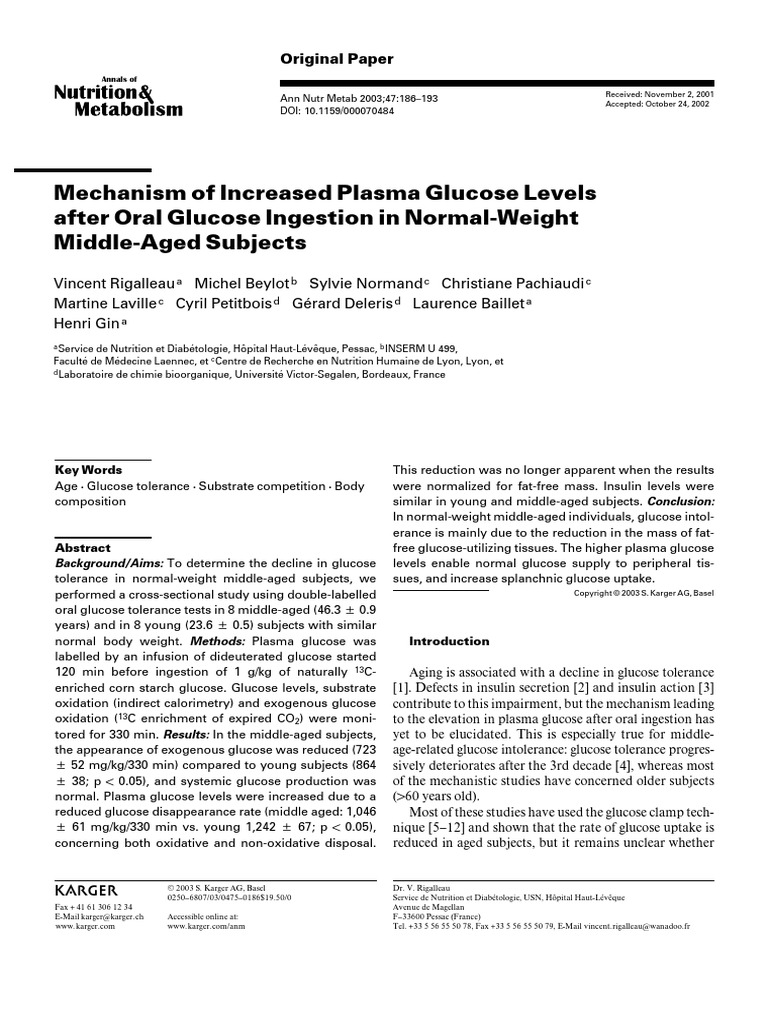 Mechanism of Increased Plasma Glucose Levels | PDF | Insulin Resistance ...