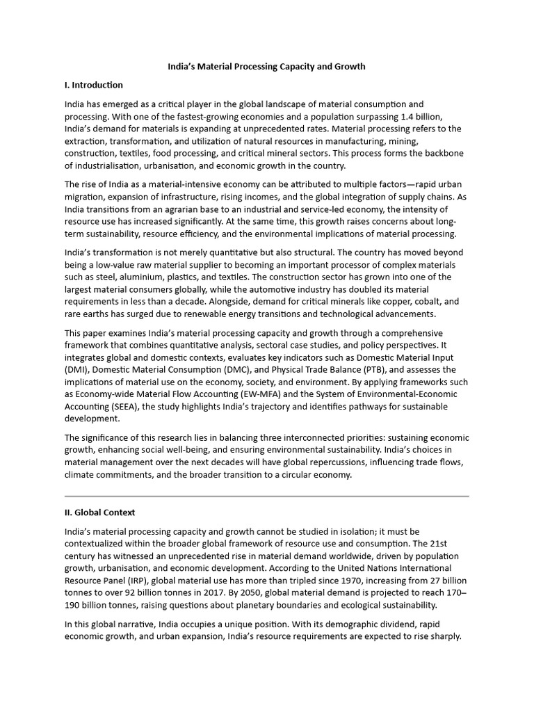 India's Material Processing Growth Insights | PDF | Environmental ...