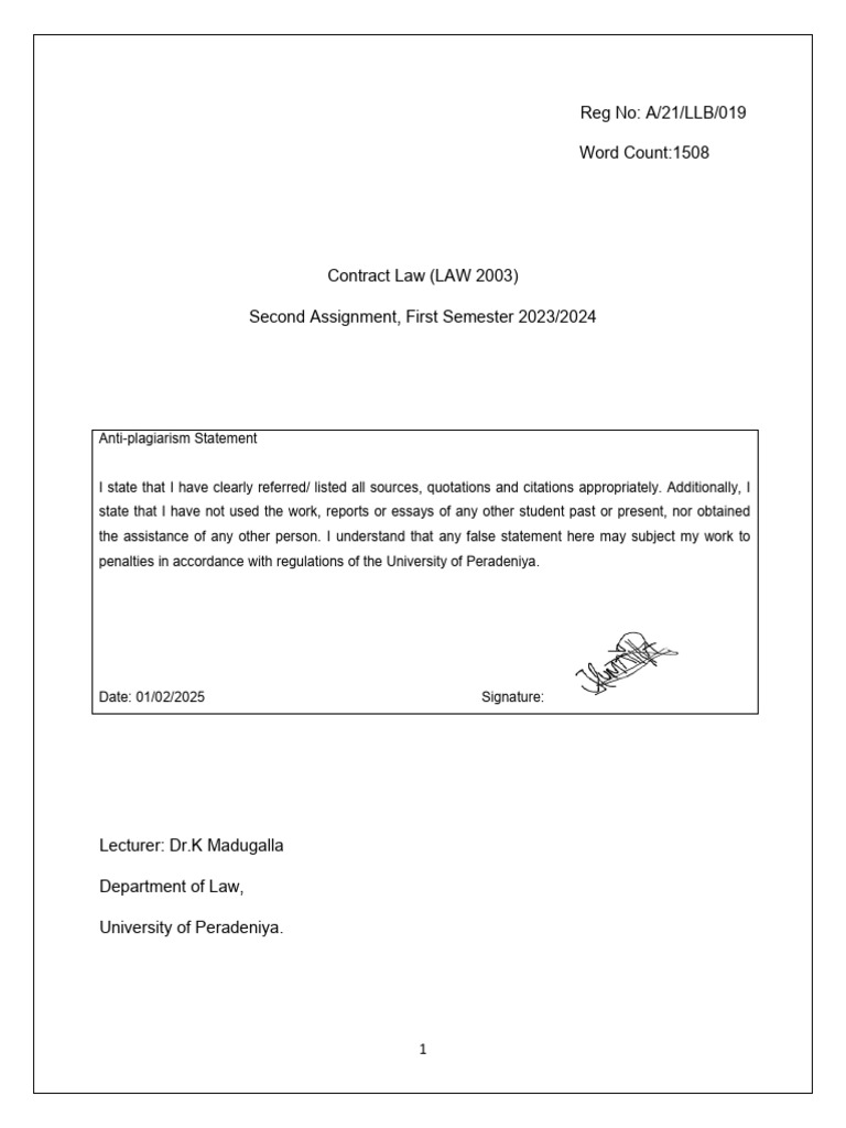 (Law 2003) A-Llb-21 | PDF | Contract Law | Civil Law (Legal System)