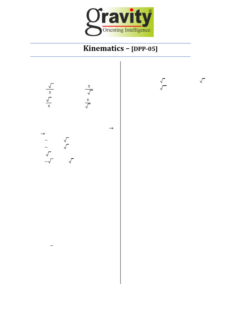Kinematics (1-D) - DPP 05 (Of Lecture 6) | PDF | Acceleration | Velocity