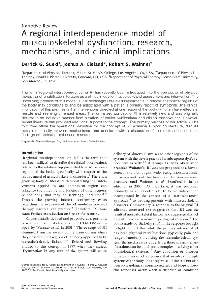 A Regional Interdependence Model of Musculoskeletal Dysfunction | PDF ...