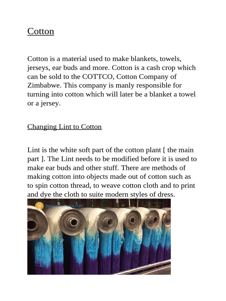 Importance and Uses of Cotton | PDF