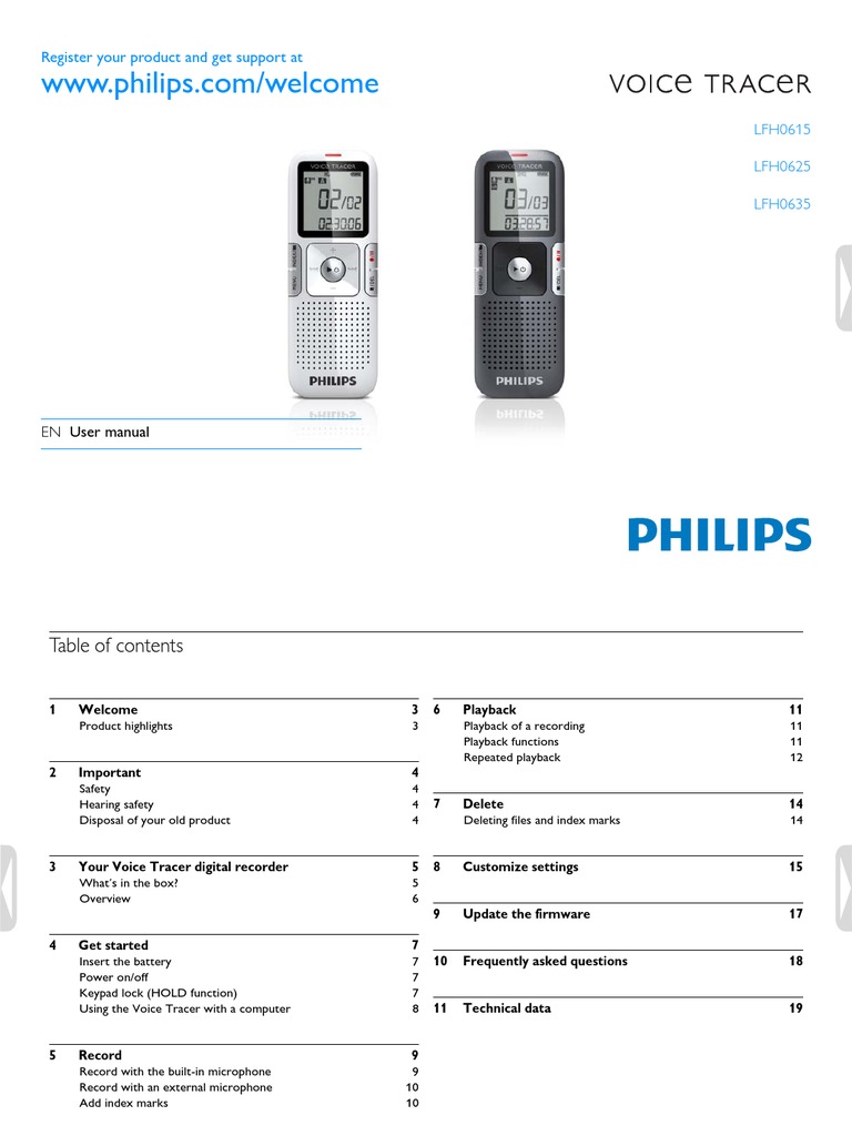 Philips Voice Tracer User Manual | PDF | Headphones | Computer File
