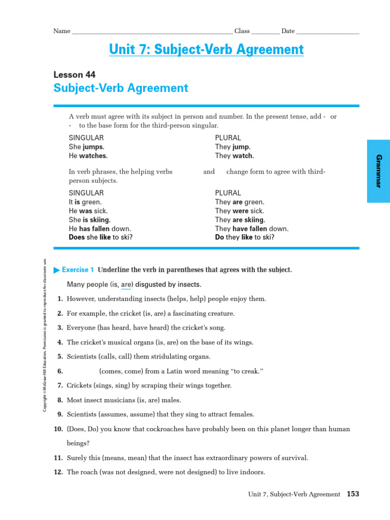 Subject-Verb Agreement Guide | PDF | Subject (Grammar) | Verb