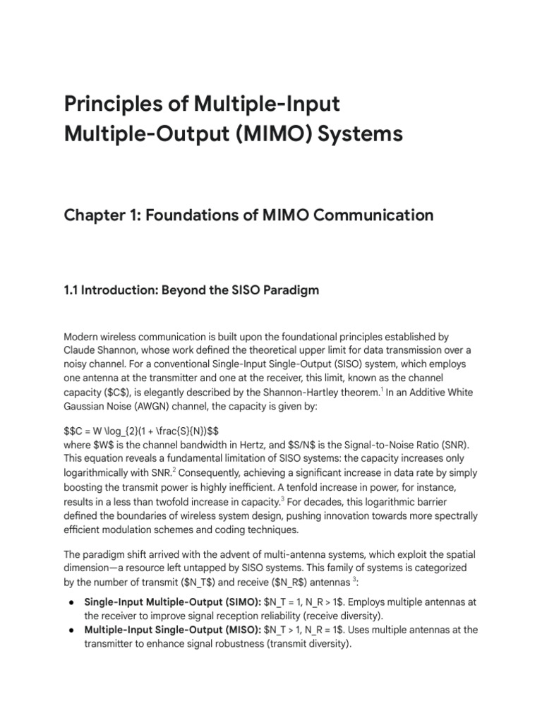 MIMO Systems: Principles and Models | PDF | Mimo | Matrix (Mathematics)