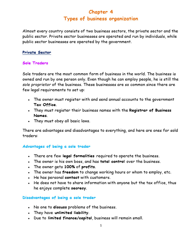 Chapter 4 Types of Business Organisation | PDF | Franchising | Partnership