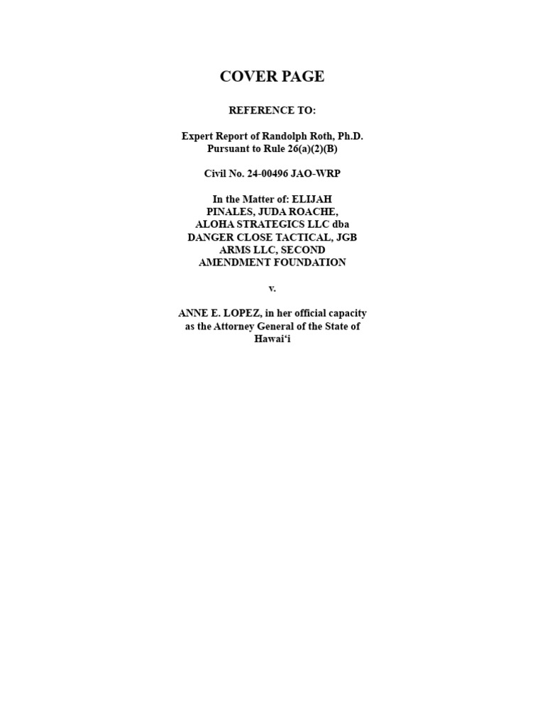 Randolph Roth Expert Report | PDF | Concealed Carry In The United ...