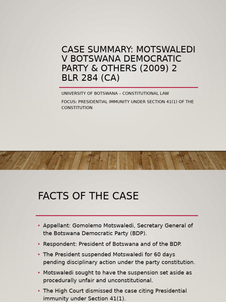 Motswaledi Case Summary | PDF | Sovereign Immunity | Justice