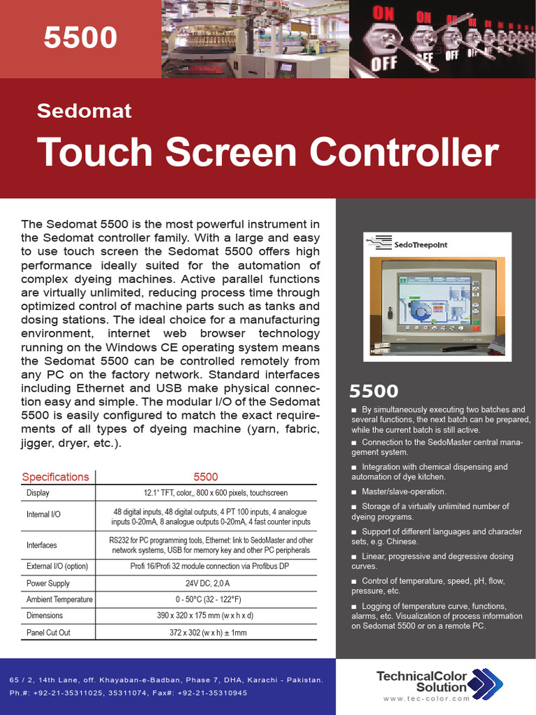 5500 Sedomat Touch Screen Controller | PDF | Touchscreen | Personal Computers