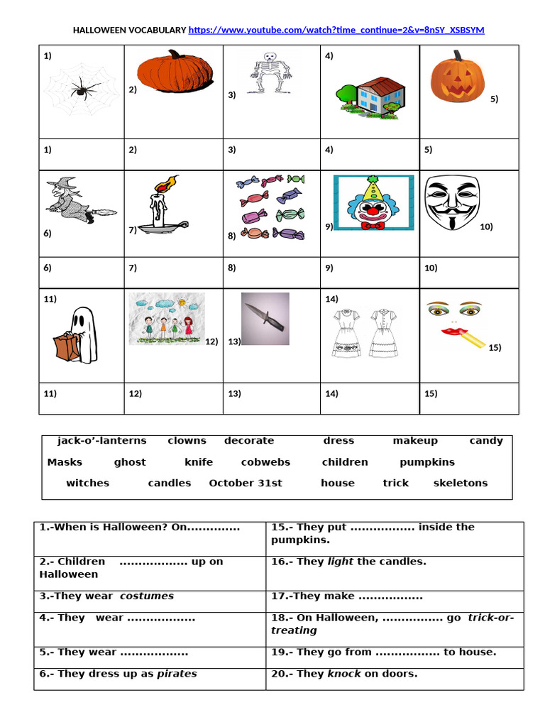 Halloween Vocabulary for Kids | PDF | Halloween | Trick Or Treating