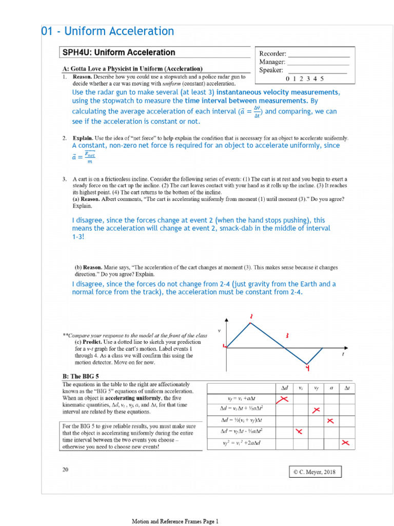 01 NOTES - Uniform Acceleration | PDF