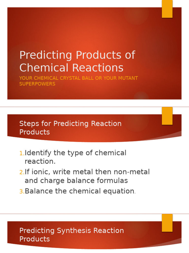 Predicting Products of Chemical Reactions | PDF | Chemical Reactions ...