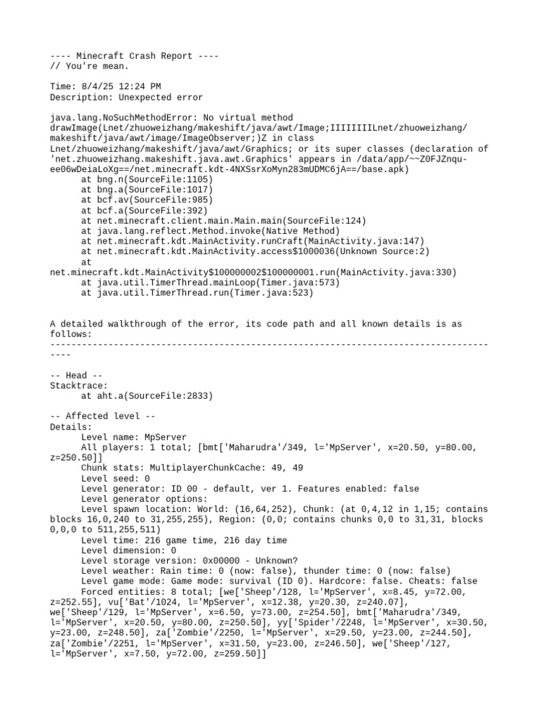 Minecraft Crash Report Analysis | PDF | Java (Programming Language ...