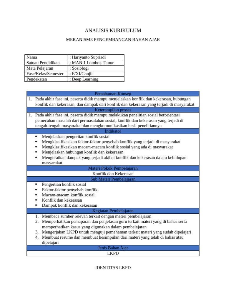 LKPD Pengembangan Bahan Ajar | PDF