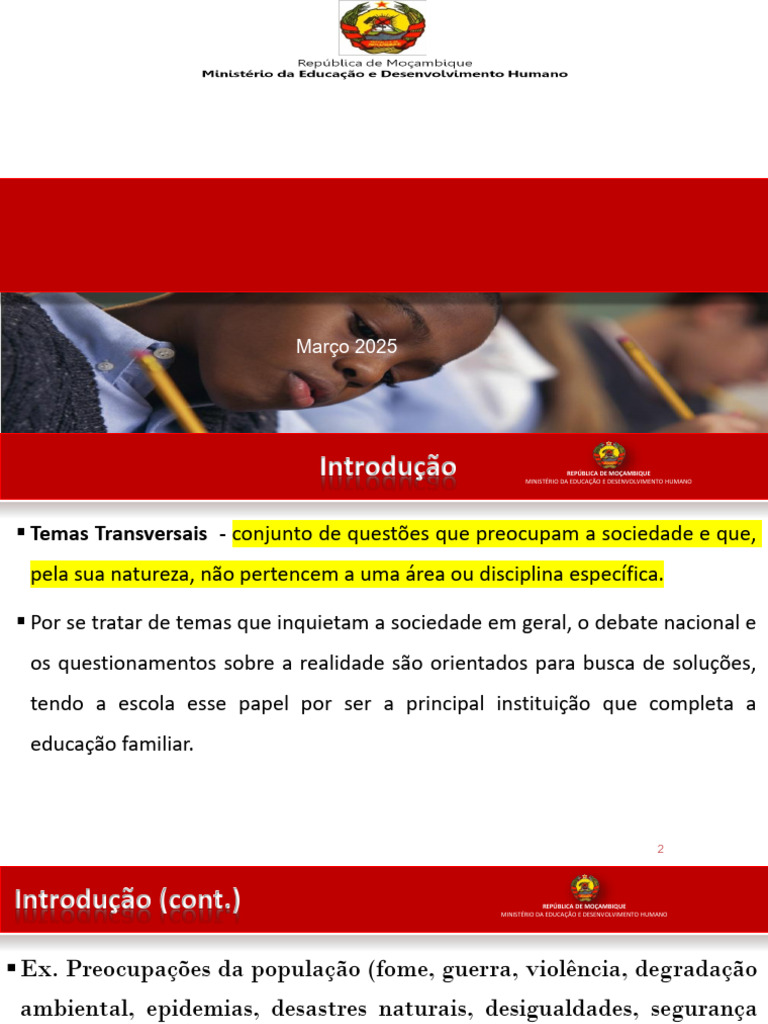 Temas Transversais na Educação Moçambicana | PDF ...