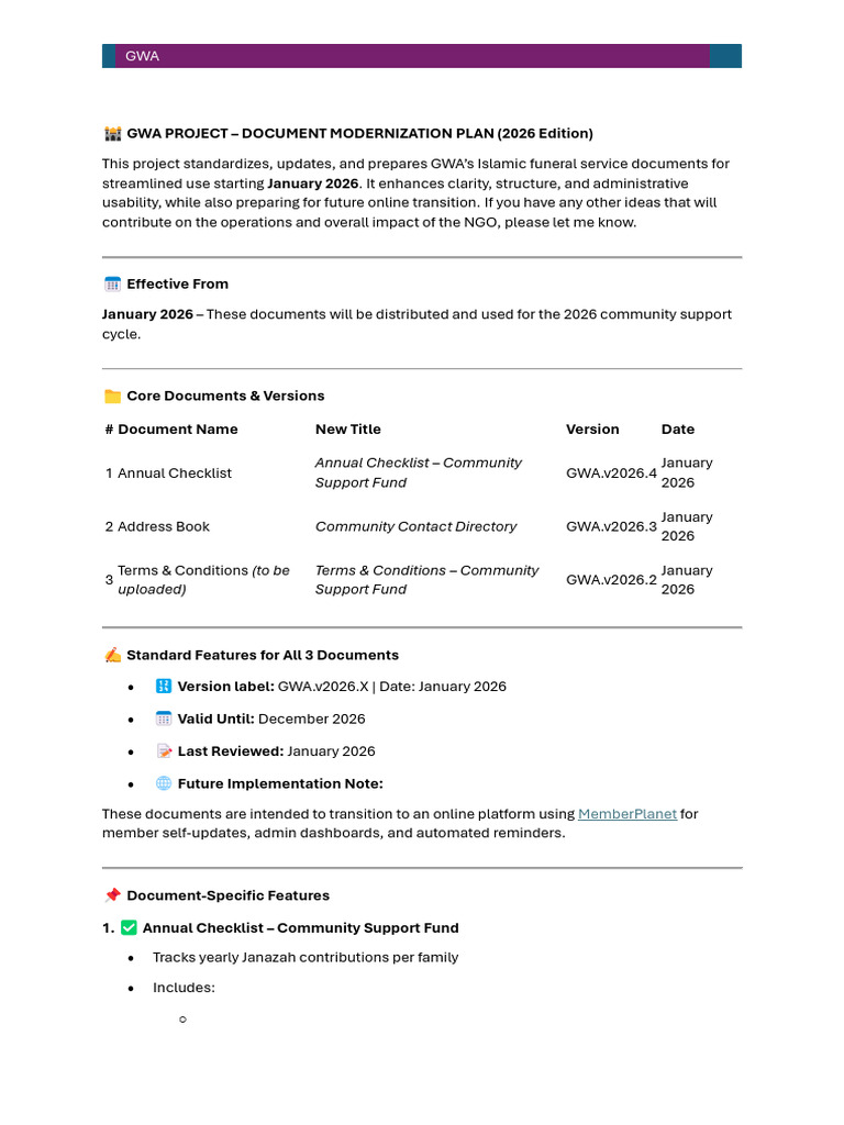 GWA 2026 Document Modernization Plan | PDF | Computing | Information ...
