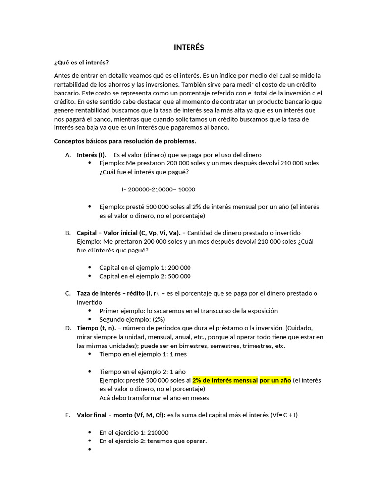 Conceptos Clave sobre Interés Financiero | PDF | Interés | Hoja de balance