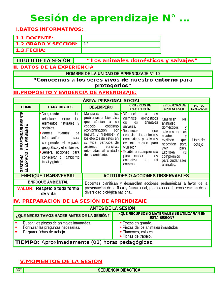 Animales Domésticos y Salvajes: Aprendizaje | PDF | Aprendizaje ...